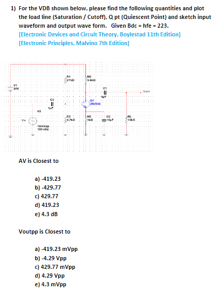 Solved 1) For the VDB shown below, please find the following | Chegg.com