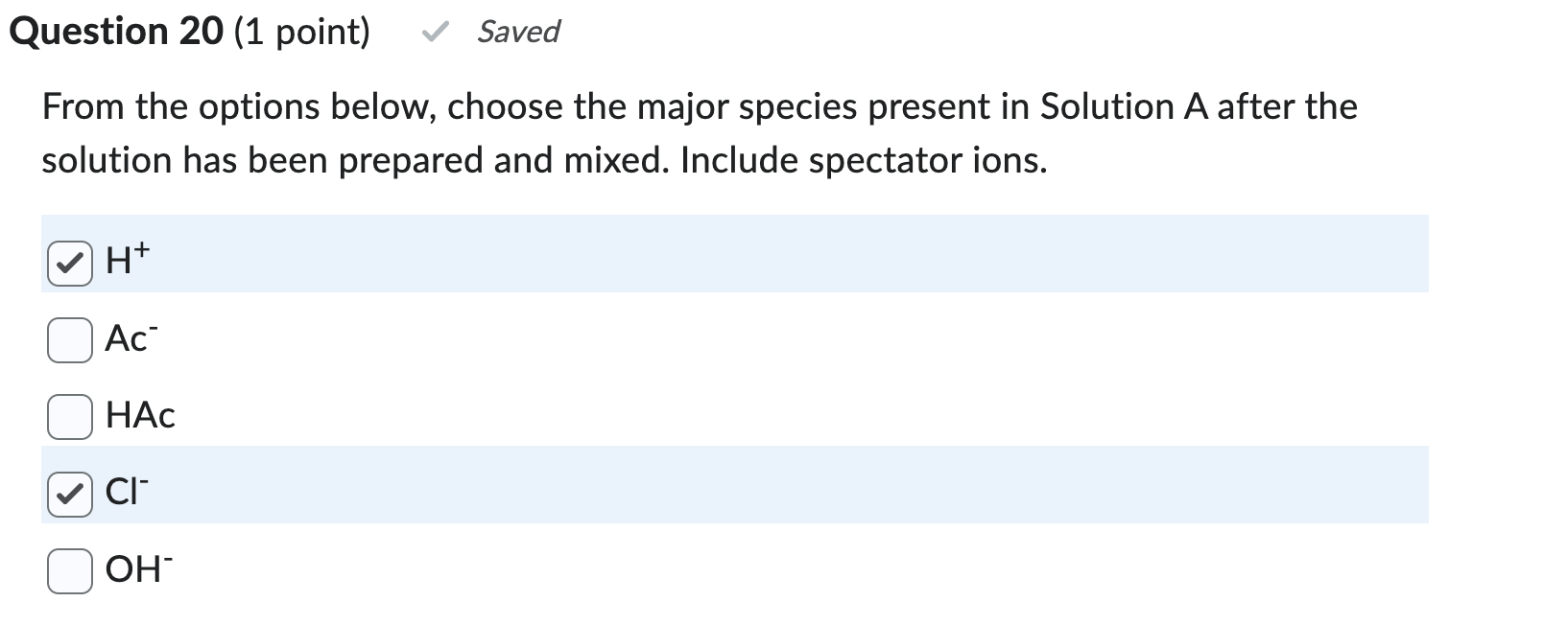 Solved Solution A has 20.00 mL of ﻿deionized water added | Chegg.com