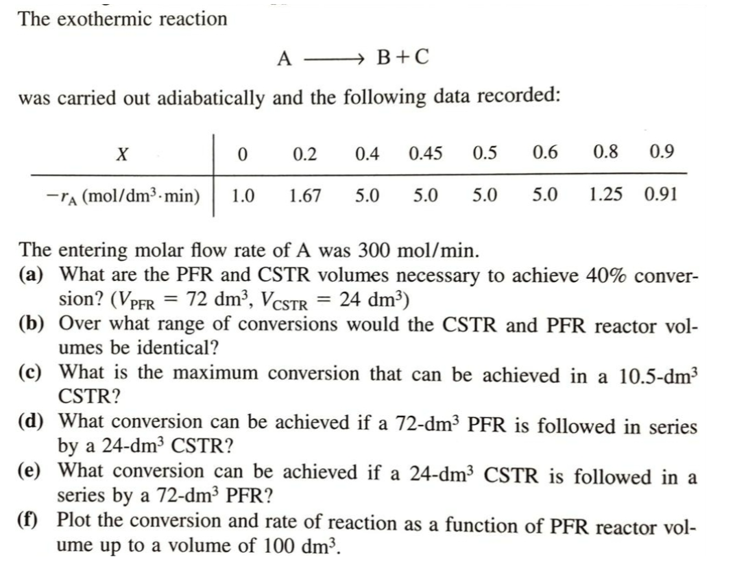 The exothermic reactionAlongrightarrowB+Cwas carried | Chegg.com