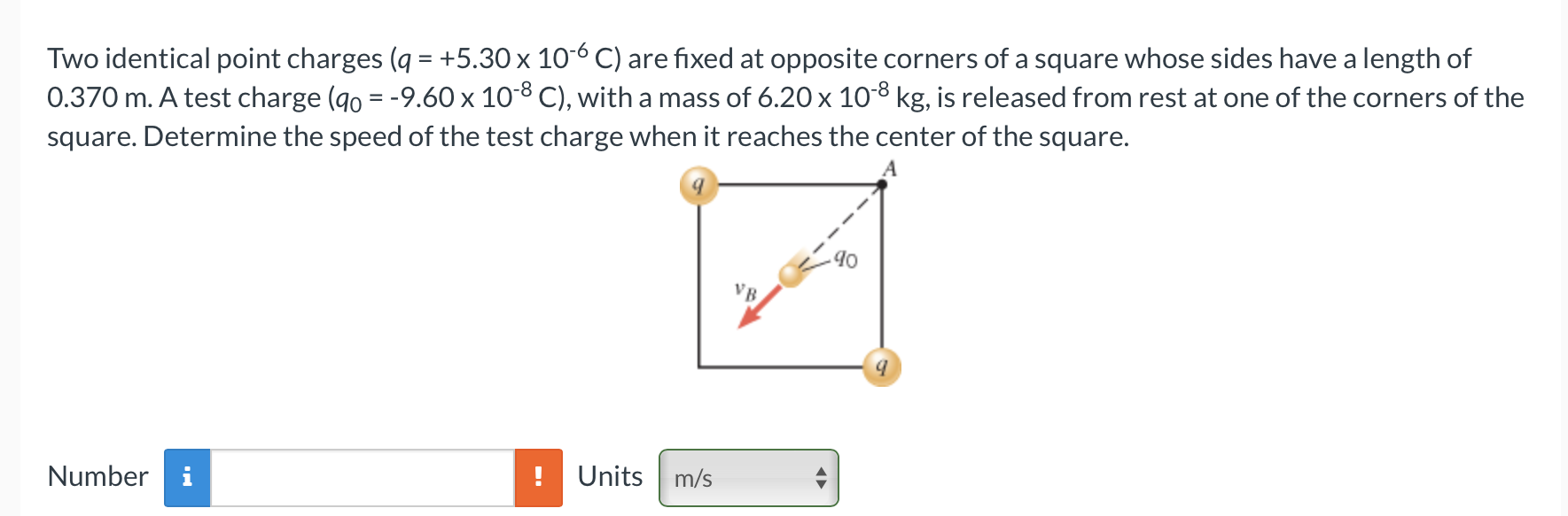 Solved = Two identical point charges (q = +5.30 x 10-6C) are | Chegg.com