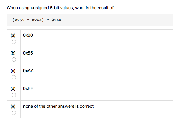 Solved When using unsigned 8-bit values, what is the result | Chegg.com