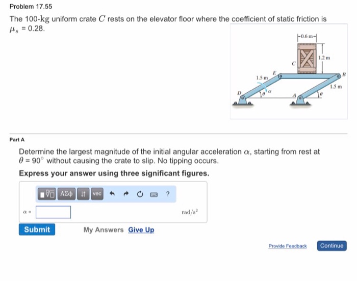 Solved The 100-kg uniform crate C rests on the elevator | Chegg.com