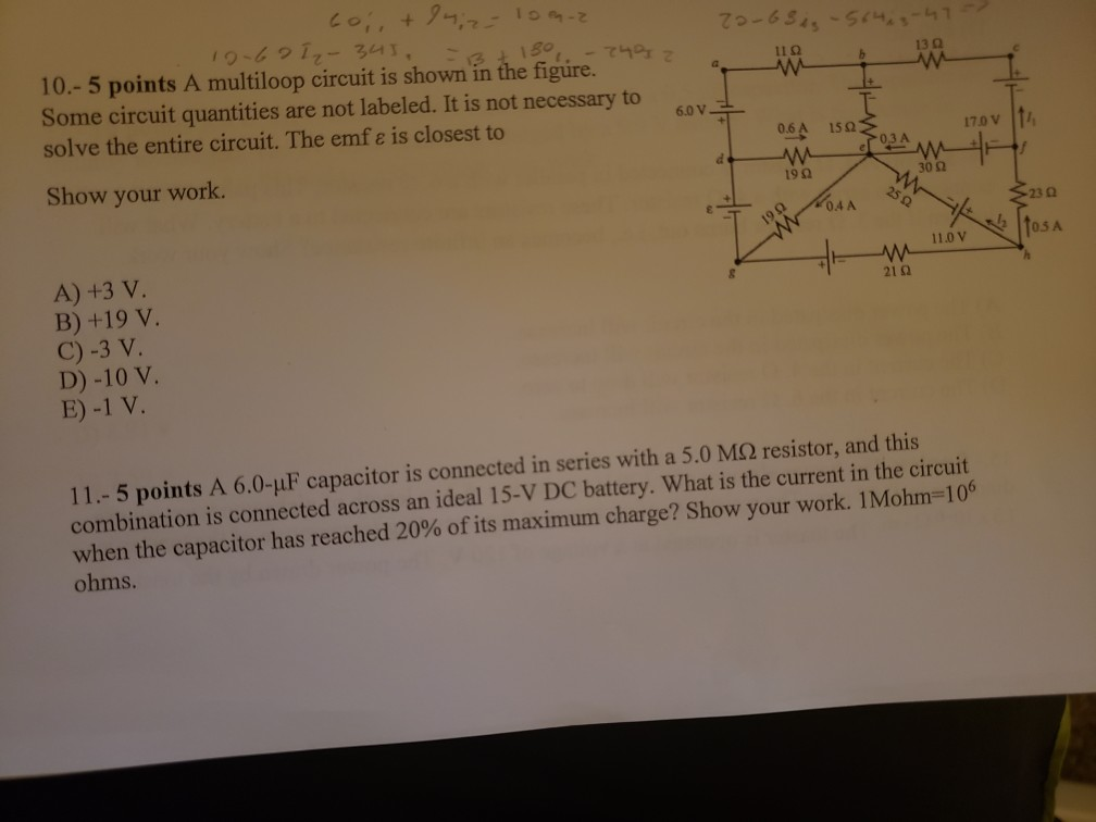 Solved 19-6717- 341 10.- 5 points A multiloop circuit is | Chegg.com