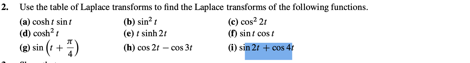 Solved Use the table of Laplace transforms to find the | Chegg.com