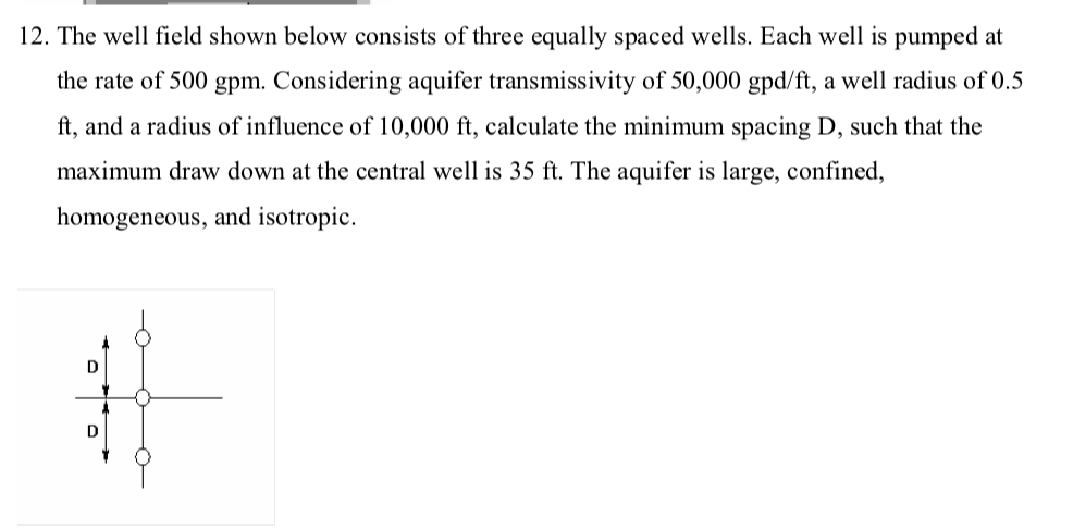 12. The well field shown below consists of three | Chegg.com