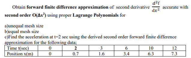 d2f Obtain forward finite difference approximation of | Chegg.com