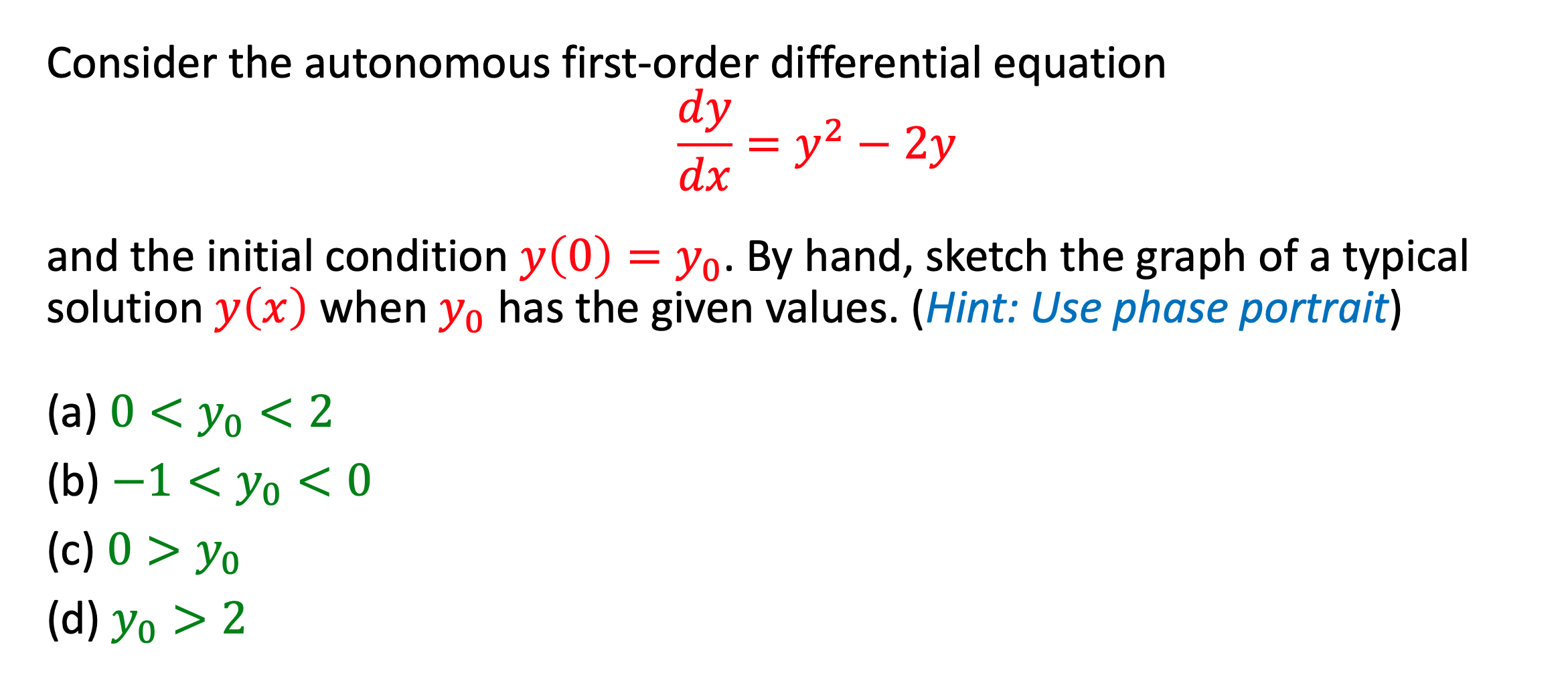 Solved Consider the autonomous first-order differential | Chegg.com