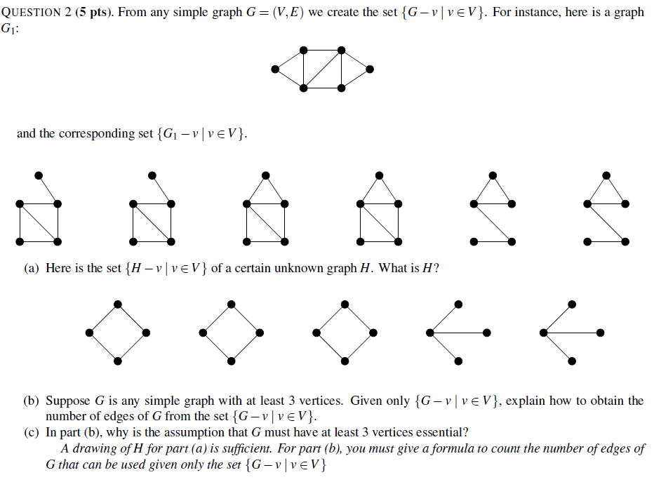 Solved QUESTION 2 (5 pts). From any simple graph G=(V, E) we | Chegg.com