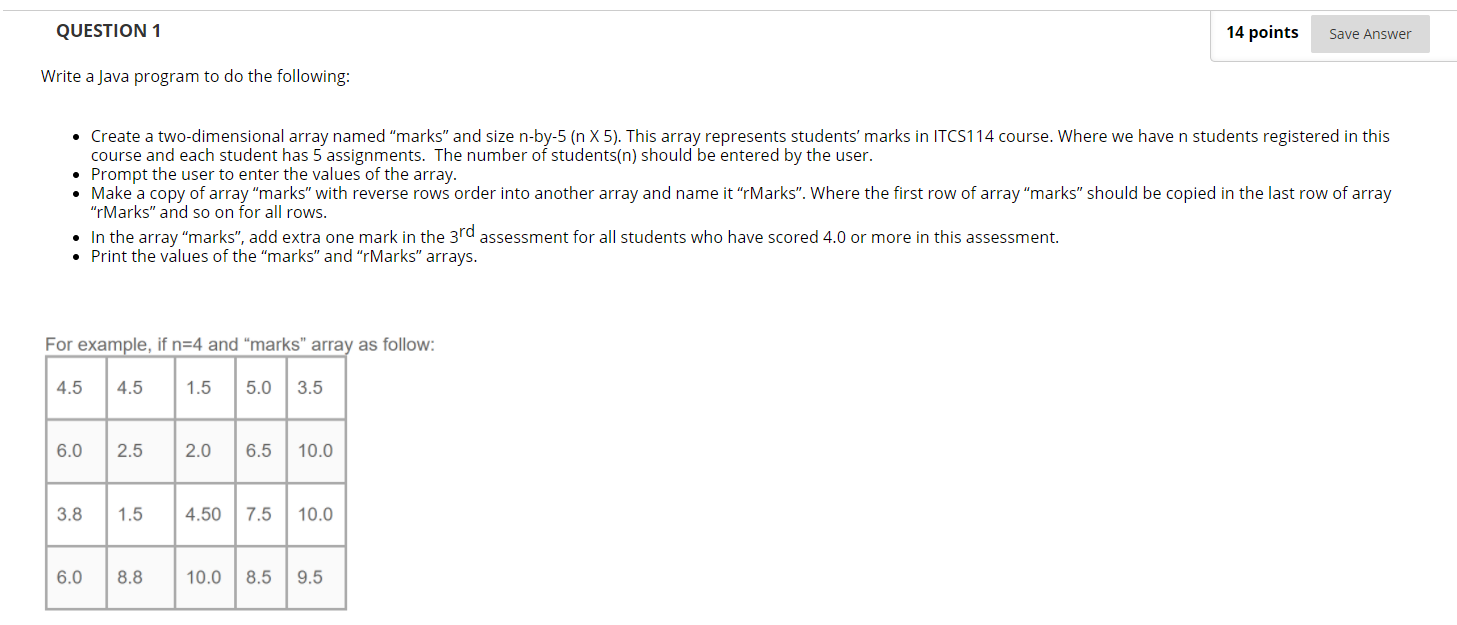 Solved QUESTION 1 14 points Save Answer Write a Java program | Chegg.com