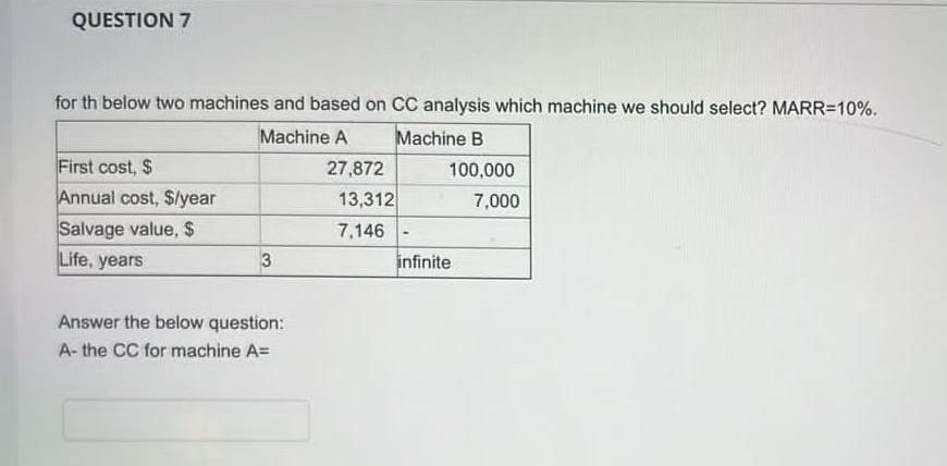 Solved QUESTION 7 for th below two machines and based on CC | Chegg.com