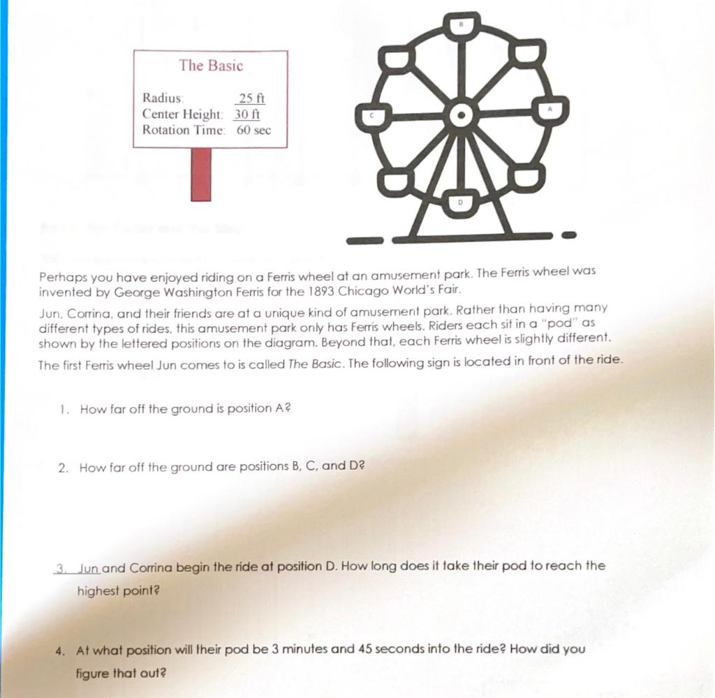 Solved Perhaps you have enjoyed riding on a Ferris wheel at | Chegg.com