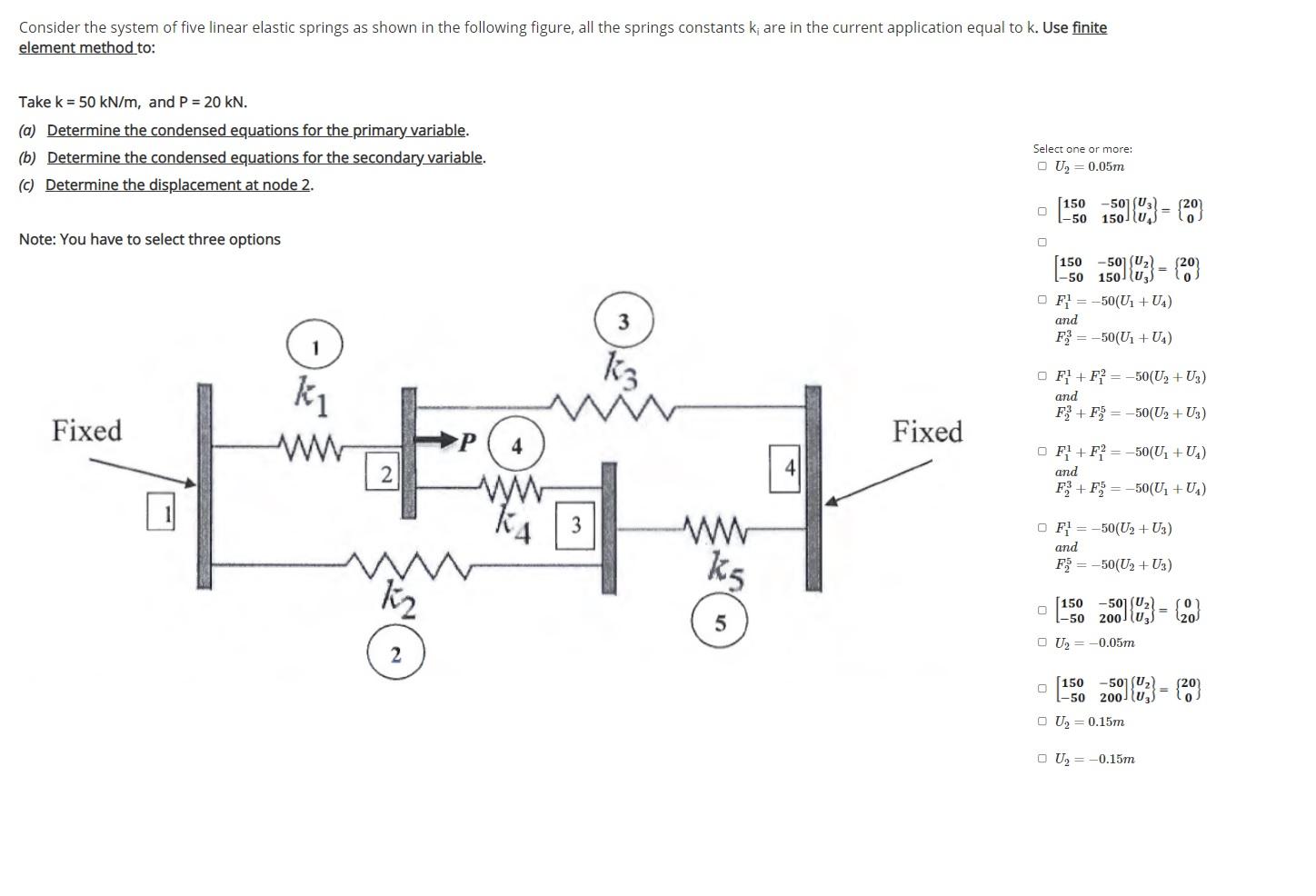 Solved Consider the system of five linear elastic springs as | Chegg.com