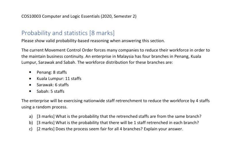 Solved Cos10003 Computer And Logic Essentials 2020