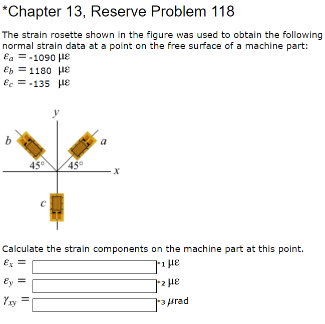 Solved *Chapter 13, Reserve Problem 118 The strain rosette | Chegg.com