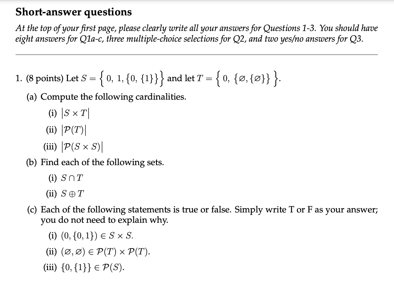 Solved Short-answer questions At the top of your first page, | Chegg.com