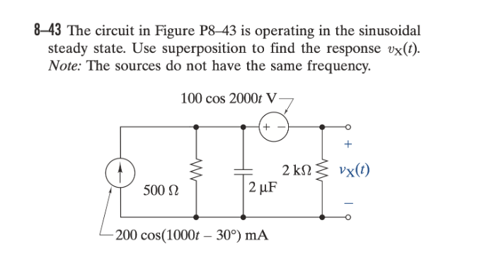 Solved 8-43 The circuit in Figure P8-43 is operating in the | Chegg.com