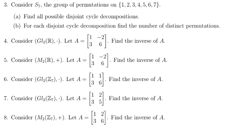 Solved 3. Consider S7, the group of permutations on 1, 2, 3, | Chegg.com