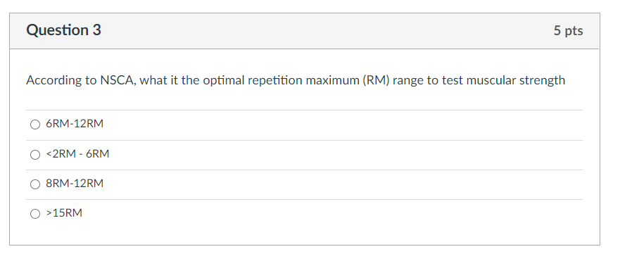 Solved Question 3 5 pts According to NSCA, what it the | Chegg.com