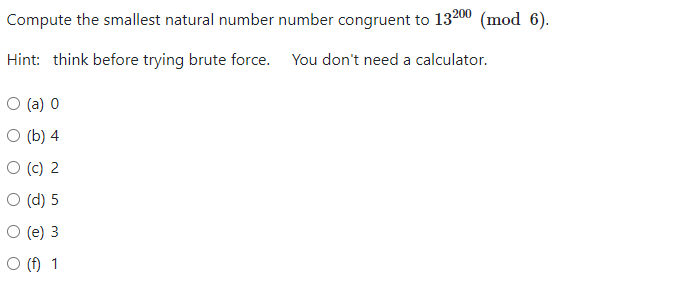 Solved Compute the smallest natural number number congruent | Chegg.com