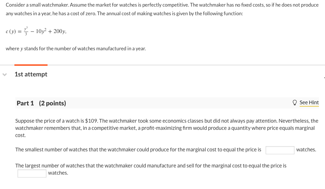 Solved Consider a small watchmaker. Assume the market for | Chegg.com
