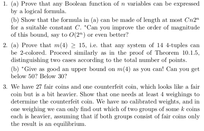 Solved 1 A Prove That Any Boolean Function Of N Variables