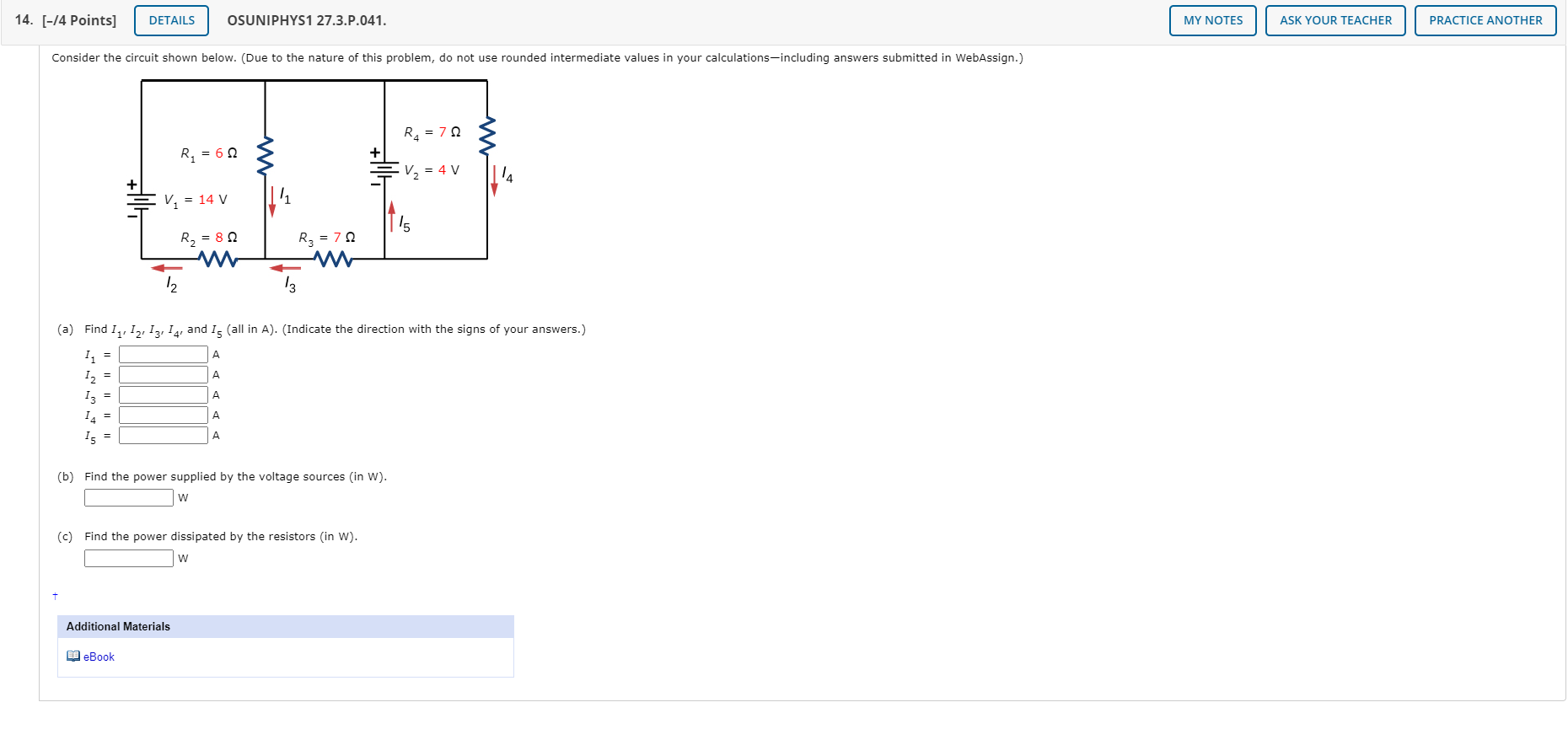 14. [-14 Points] DETAILS OSUNIPHYS1 27.3.P.041. MY | Chegg.com