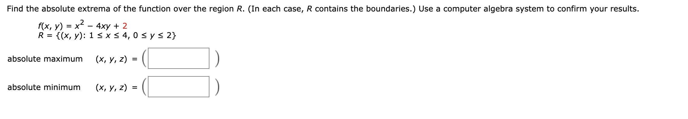 Solved Find the absolute extrema of the function over the | Chegg.com