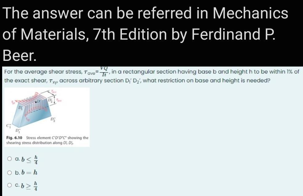 Solved The answer can be referred in Mechanics of Materials, | Chegg.com