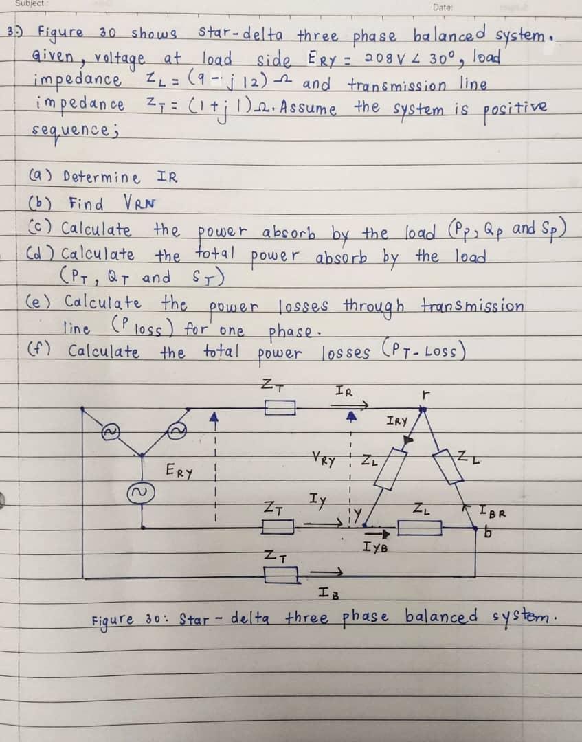 Solved -> side is ERNE (a ) Determine A y-Y three phase | Chegg.com