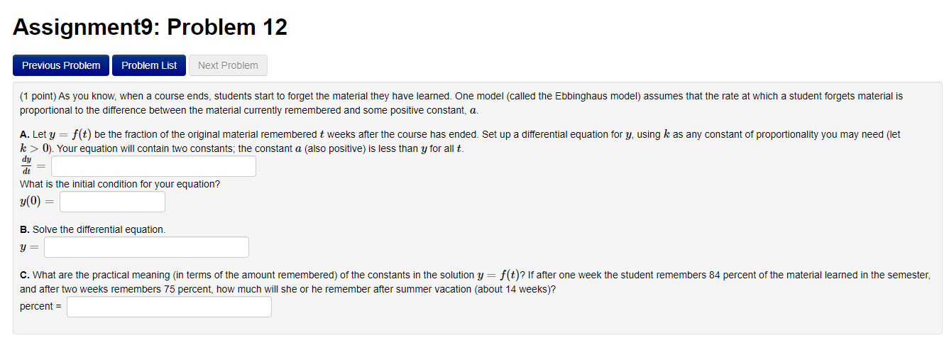 Solved Assignment9 Problem 12 Previous Problem Problem List 6889