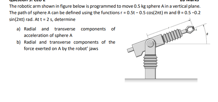 Solved The robotic arm shown in figure below is programmed | Chegg.com