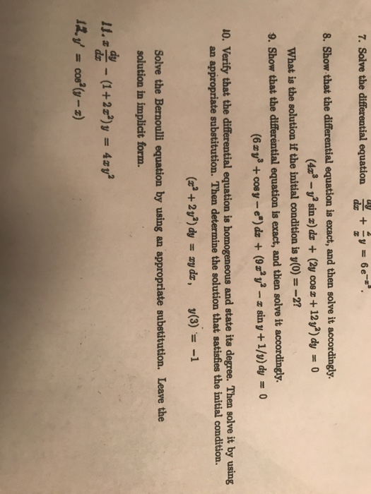 Solved 7. Salve the differential equation 8. Show that the | Chegg.com