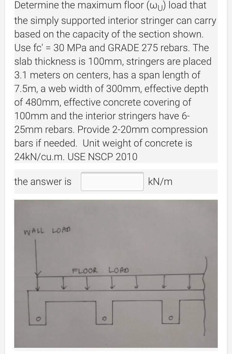 Solved Determine the maximum floor (Wu) load that the simply | Chegg.com