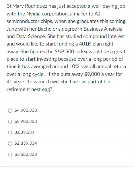 Solved Mary Rodriquez has just accepted a well-paying | Chegg.com