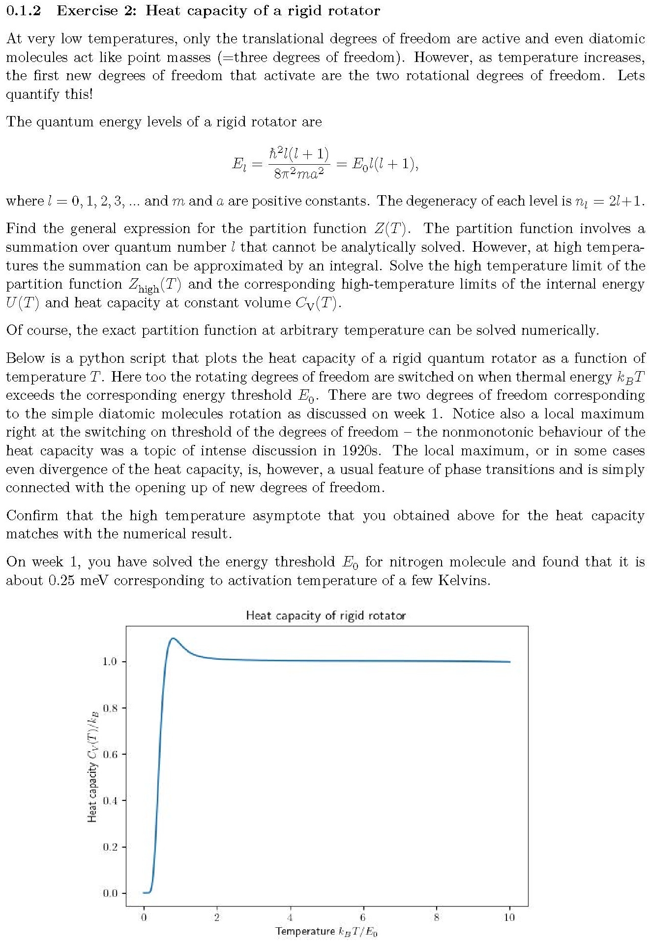 Solved 0.1.2 ﻿Exercise 2: Heat capacity of a rigid rotatorAt | Chegg.com