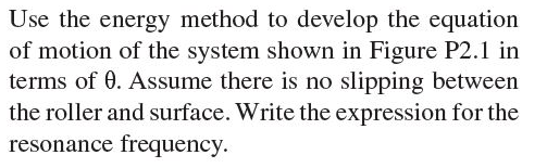 Solved Use the energy method to develop the equation of | Chegg.com