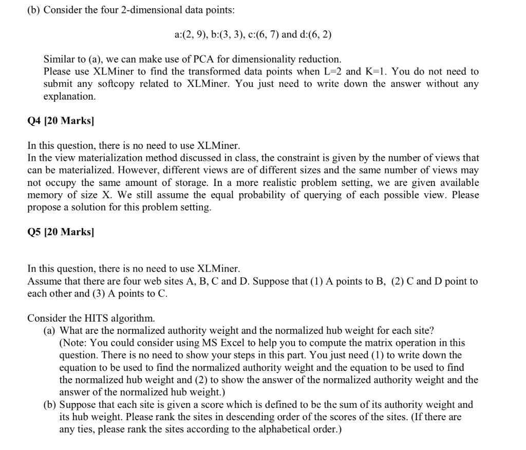 (b) Consider the four 2-dimensional data points: | Chegg.com