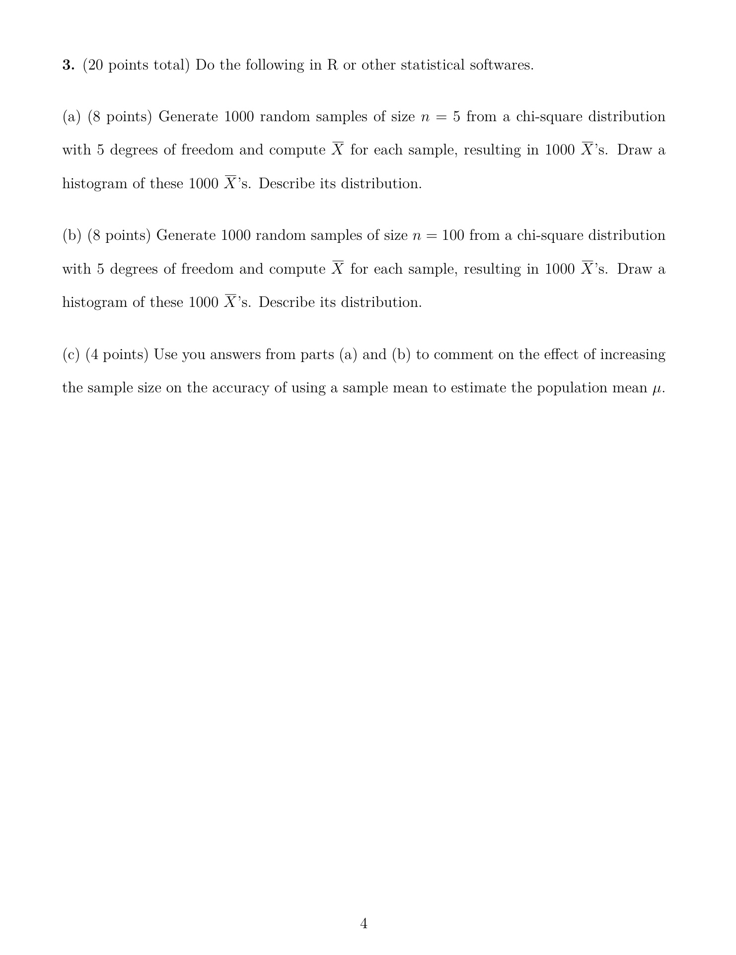 Solved 3. (20 points total) Do the following in R or other | Chegg.com