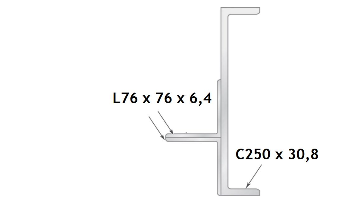 Solved Two angles L76 × 76 × 6.4. Are welded to a C-section | Chegg.com