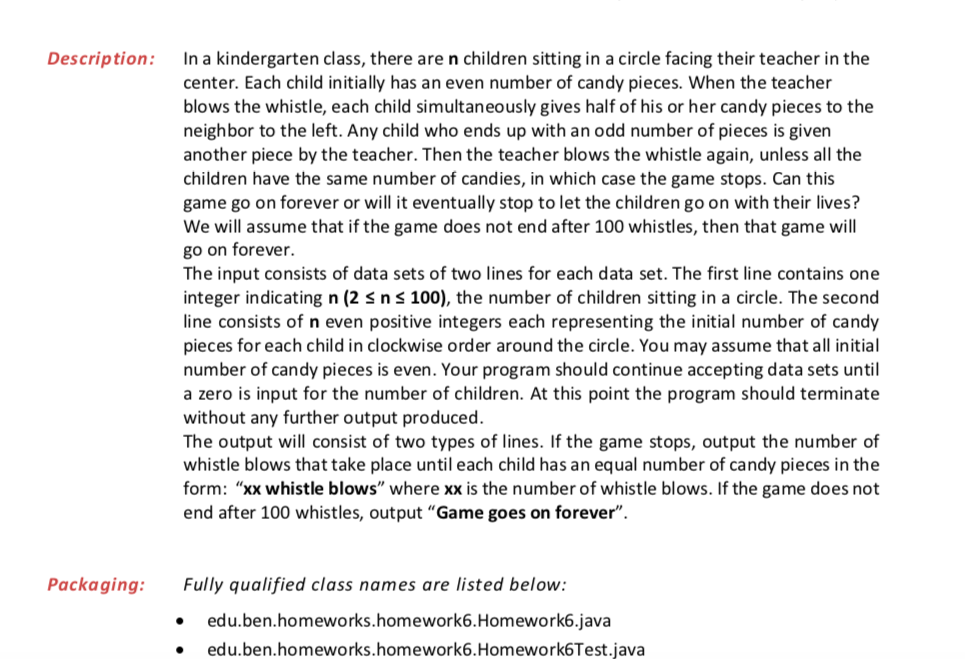 Solved Description In a kindergarten class, there are n | Chegg.com