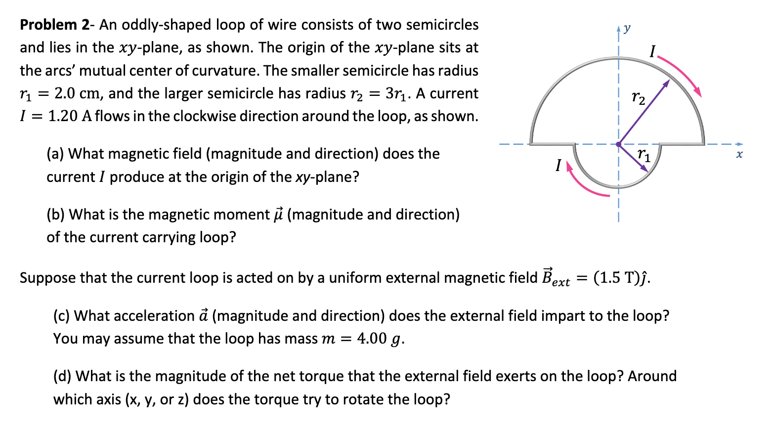 Problem 2- An oddly-shaped loop of wire consists of | Chegg.com