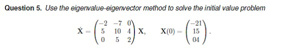 Solved Question 5. Use the eigenvalue-eigenvector method to | Chegg.com