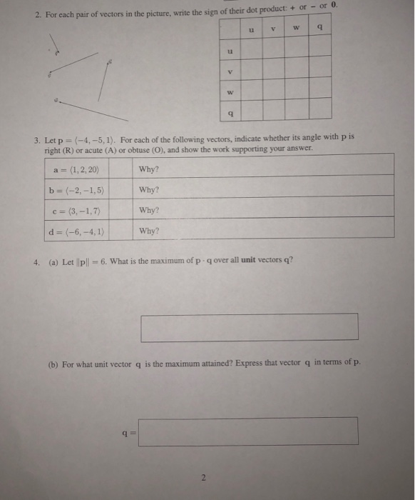 Solved 2. For each pair of vectors in the picture, write the | Chegg.com