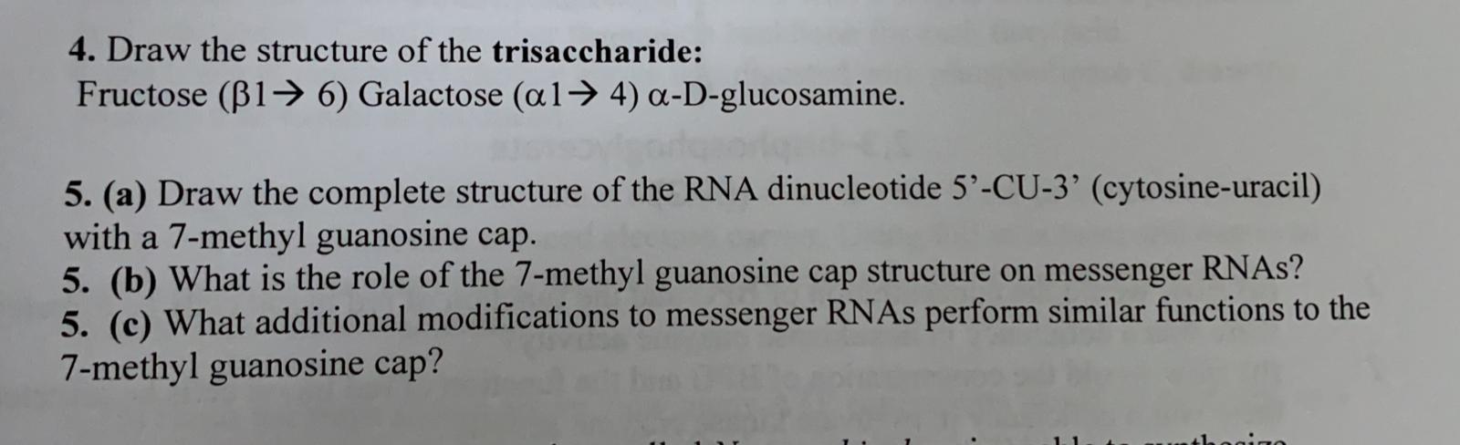 Solved 4. Draw the structure of the trisaccharide: Fructose | Chegg.com