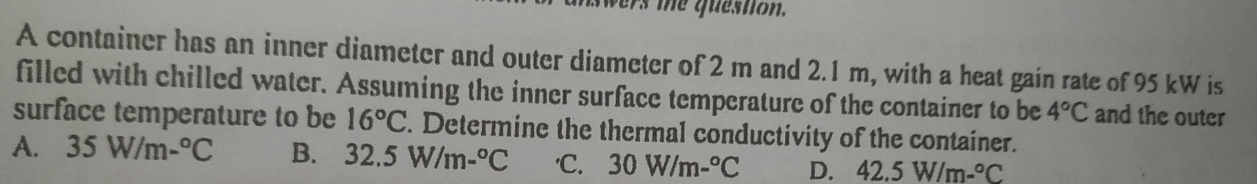 Solved A container has an inner diameter and outer diameter | Chegg.com