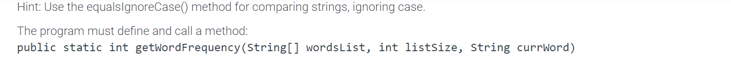 Solved Define a method named getWordFrequency that takes an | Chegg.com