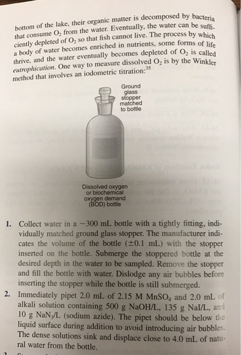 16-28. Winkler titration for dissolved O2. Dissolved | Chegg.com