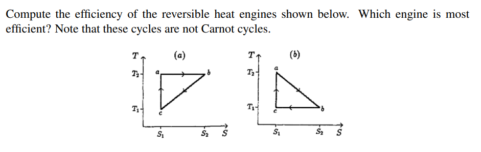 Solved Compute the efficiency of the reversible heat engines | Chegg.com