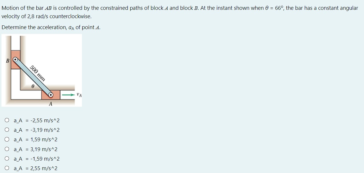 Solved Motion of the barAB is controlled by the constrained | Chegg.com