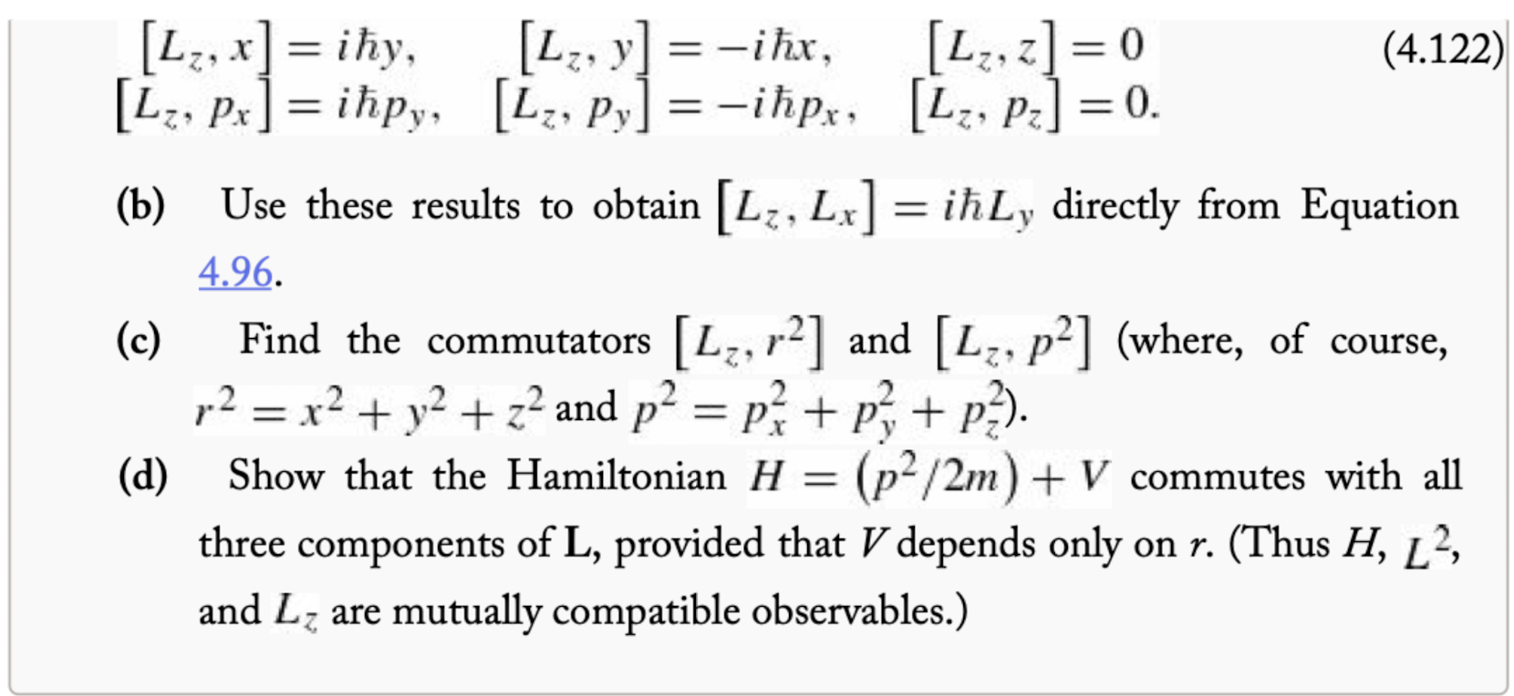 Solved (b) Use these results to obtain [Lz,Lx]=iℏLy directly | Chegg.com